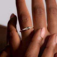 China Fine Jewelry Three Stone Diamond Rings Customized for Women in 14K 18K Gold Plated for sale