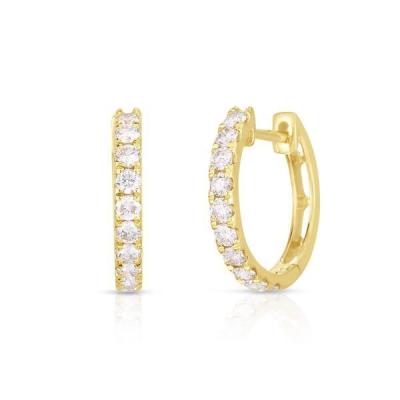 China Jewelry Type EARRINGS 18K Gold Plated CZ Sleeper Hoop For Women's 925 Sterling Silver for sale