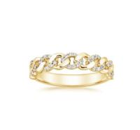 China Micron Pave CZ 18K Gold Plated Stacking Chain Link 925 Sterling Silver Women's Rings for sale