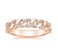 China Micron Pave CZ 18K Gold Plated Stacking Chain Link 925 Sterling Silver Women's Rings for sale
