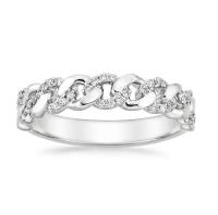 China Micron Pave CZ 18K Gold Plated Stacking Chain Link 925 Sterling Silver Women's Rings for sale