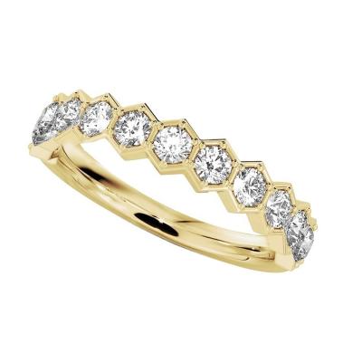 China US5-US11 Honeycomb Wedding Band Gold Plated 925 Sterling Silver Ring for sale