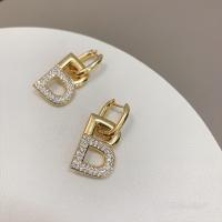 China Women Accessories B Hoop Earrings in Brass with Custom Initial Letter and Gold Plating for sale