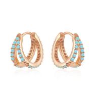 China Rhodium Plating Double Turquoise 925 Sterling Silver Cubic Zirconia Earring for Women for sale