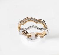 China 3 Pieces Pave Ring Set Rhodium Plated Wave Ring Sterling Silver for sale