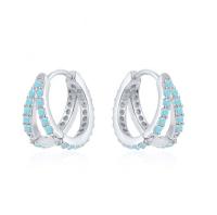 China Rhodium Plating Double Turquoise 925 Sterling Silver Cubic Zirconia Earring for Women for sale