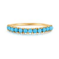 China Custom Jewelry Half Turquoise Gold Plated Durable Delicate 925 Silver Rings Fashion for sale