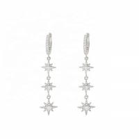 China Gold Plated 925 Silver Brazilian Starburst Long Dangle Hoop Earrings for Women for sale