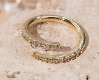 China 14K Gold Plated Cubic Zirconia Open Twist Eternity Band Ring ECO Friendly for sale