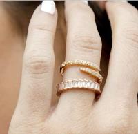 China 14K Gold Plated Cubic Zirconia Open Twist Eternity Band Ring ECO Friendly for sale