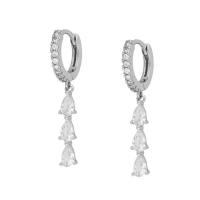 China Brazilian Water Drop Cubic Zircon Long Dangle Earrings In 18K Gold Plated Hoops for sale