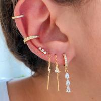 China Brazilian Water Drop Cubic Zircon Long Dangle Earrings In 18K Gold Plated Hoops for sale
