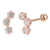 China 18K Gold Plated 925 Sterling Silver Star Cubic Zirconia Stud Earrings for Women Accessories for sale