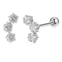 China 18K Gold Plated 925 Sterling Silver Star Cubic Zirconia Stud Earrings for Women Accessories for sale