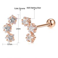 China 18K Gold Plated 925 Sterling Silver Star Cubic Zirconia Stud Earrings for Women Accessories for sale