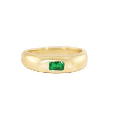 China Jewelry Type Rings Vintage 18K Gold Plated Emerald Baguette Dome Gemstone Rings for Women for sale