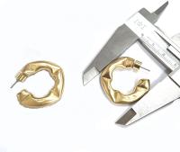 China Customize Thick Brass Hoop Earrings Polished Small Brass Hoop Earrings for sale