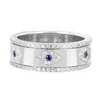 China Blue Sapphire White CZ Eye Women Eternity Band Brass Eternity Ring For Women for sale