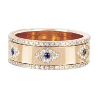 China Blue Sapphire White CZ Eye Women Eternity Band Brass Eternity Ring For Women for sale