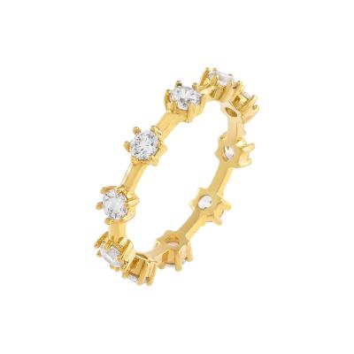 China 925 Sterling Silver Simply 18K Gold Vermeil Prong Setting Eternity Band Thin Women Rings for sale