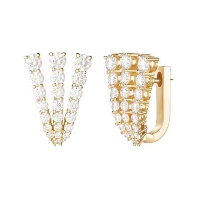 China 18K Gold Plated 925 Sterling Silver Pave CZ Women's Huggie Earrings CLASSIC Style for sale