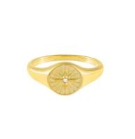 China Customized Sterling Silver Signet Ring Womens 18K Gold Ladies Signet Rings for sale