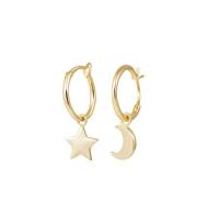 China Trendy 925 Sterling Silver Earrings with Asymmetric Gold Plated Star and Moon for Ladies for sale