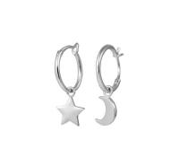 China Trendy 925 Sterling Silver Earrings with Asymmetric Gold Plated Star and Moon for Ladies for sale