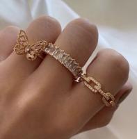 China 925 Sterling Silver Curb Link Chain Ring 18K Women Cubic Zirconia Rings for sale