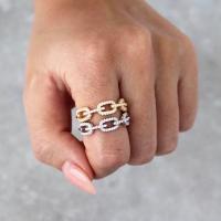 China 925 Sterling Silver Curb Link Chain Ring 18K Women Cubic Zirconia Rings for sale