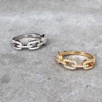 China 925 Sterling Silver Curb Link Chain Ring 18K Women Cubic Zirconia Rings for sale