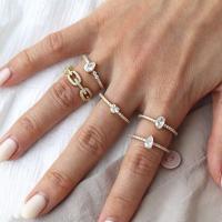 China 925 Sterling Silver Curb Link Chain Ring 18K Women Cubic Zirconia Rings for sale