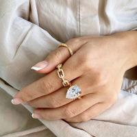 China 925 Sterling Silver Curb Link Chain Ring 18K Women Cubic Zirconia Rings for sale