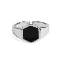 China 14K Gold Plated Black Agate Cuff Rings in 925 Silver for Style-conscious Individuals for sale