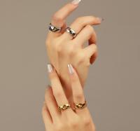 China Antique 18K Gold Couple Tail Women's 925 Sterling Silver Wedding Band Middle Ring for sale