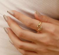 China Size 4-10 CZ Stone Ring 18K Gold Open Snake 925 Sterling Silver Animal Rings for sale