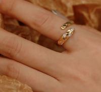 China Size 4-10 CZ Stone Ring 18K Gold Open Snake 925 Sterling Silver Animal Rings for sale