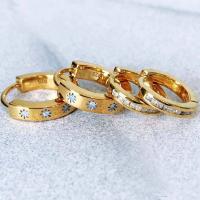 China Stylish EARRINGS 14K Gold Vermeil Star Set Diamond Hugging Hoops For Effortless Style for sale