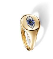 China Brazilian Cable Collectibles Evil Eye Mini Pinky Ring 18K Gold White CZ 925 Silver for sale