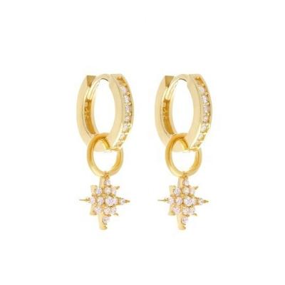 China 925 Sterling Silver Mini Starburst Pave CZ Huggie Earrings with Fast and Safe Shipping for sale