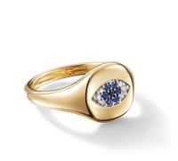China Brazilian Cable Collectibles Evil Eye Mini Pinky Ring 18K Gold White CZ 925 Silver for sale