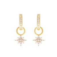 China 925 Sterling Silver Mini Starburst Pave CZ Huggie Earrings with Fast and Safe Shipping for sale