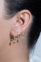 China 925 Sterling Silver Mini Starburst Pave CZ Huggie Earrings with Fast and Safe Shipping for sale