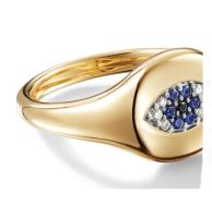 China Brazilian Cable Collectibles Evil Eye Mini Pinky Ring 18K Gold White CZ 925 Silver for sale