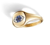 China Brazilian Cable Collectibles Evil Eye Mini Pinky Ring 18K Gold White CZ 925 Silver for sale