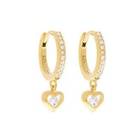 China Gold Plated Mini Dangle Heart CZ Huggie Earrings Add a Touch of Glamour to Your Look for sale