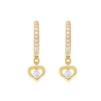 China Gold Plated Mini Dangle Heart CZ Huggie Earrings Add a Touch of Glamour to Your Look for sale