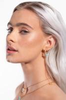 China Gold Plated Mini Dangle Heart CZ Huggie Earrings Add a Touch of Glamour to Your Look for sale