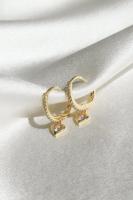 China Gold Plated Mini Dangle Heart CZ Huggie Earrings Add a Touch of Glamour to Your Look for sale
