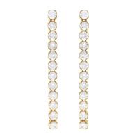 China Engagement Occasion Rhodium Plated 925 Sterling Silver Glittery Tennis Chain Drop Earrings for sale